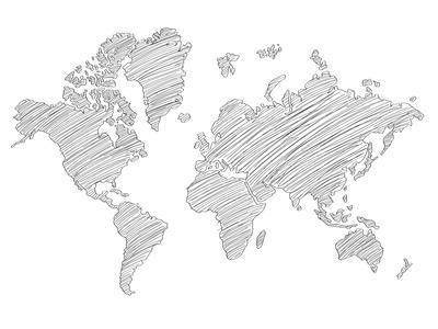 'World Map Scribble 1' Posters - NaxArt | AllPosters.com