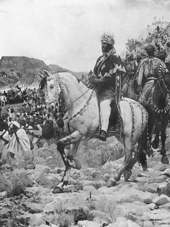 'Negus of Ethiopia, Menelik II (1844-1913) at the Battle of Adowa, 1897 ...