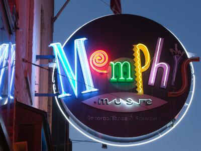 'Neon Memphis Sign, Beale Street Entertainment Area, Memphis, Tennessee ...