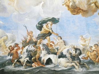 'Neptune and Amphitrite, Detail of Cycle of Frescoes in Hall of Mirrors ...