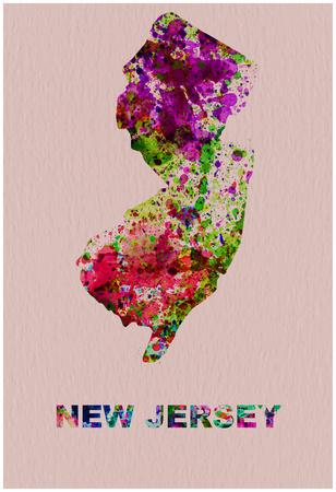 'New Jersey Color Splatter Map' Posters - NaxArt | AllPosters.com