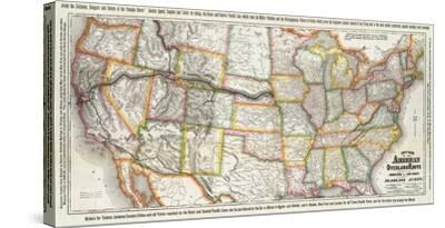 'New Map of the American Overland Route, c.1879' Stretched Canvas Print ...