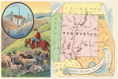 'New Mexico Map, Sheep, Mining' Poster | AllPosters.com