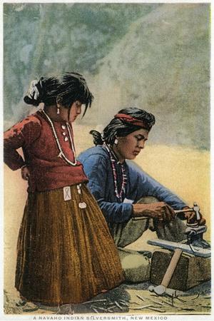 'New Mexico - Navajo Silversmith Working with Daughter' Prints ...