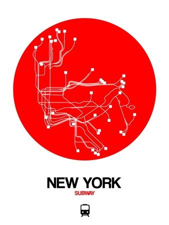 'New York Red Subway Map' Posters - NaxArt | AllPosters.com