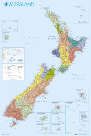 'NEW ZEALAND MAP' Posters | AllPosters.com
