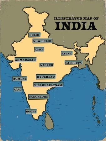 'Illustrated Map of India' Giclee Print - Nicholas | AllPosters.com