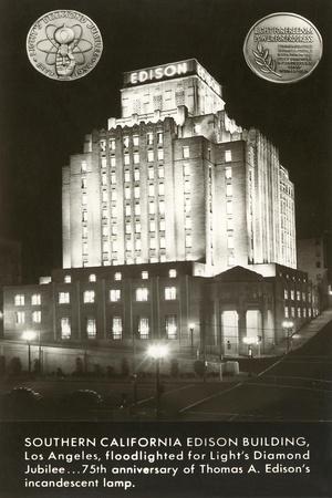 'Night, Edison Building, Los Angeles, California' Print | AllPosters.com