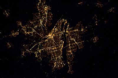 'Night time satellite image of Portland, Oregon, USA' Photographic ...