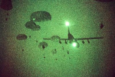 'Night Vision Image of Paratroopers Jumping from C-141 Starlifter, Sept ...