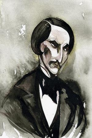 'Nikolai Gogol - caricature of the Ukrainian born Russian author ...