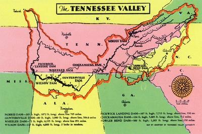 'Norris, Tennessee - Detailed Map of the Tennessee Valley Authority and ...