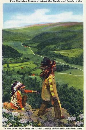 'North Carolina - Cherokee Men Overlooking Fields near Great Smoky Mt ...