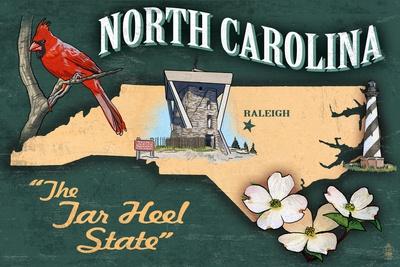 'North Carolina - State Icons' Prints - Lantern Press | AllPosters.com