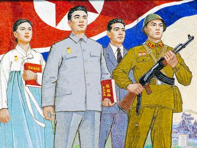 'North Korea, Pyongyang, Propaganda Poster' Photographic Print - Gavin ...