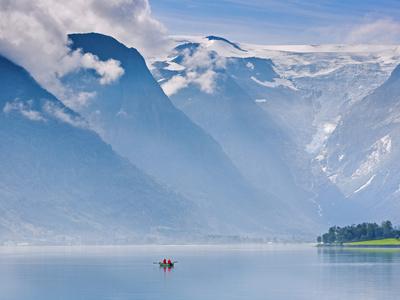 'Norway, Western Fjords, Nordfjord, People in Rowing Boat' Photographic ...