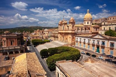 Noto, Sicily, Italy. Aerial cityscape image of historical city of Noto ...