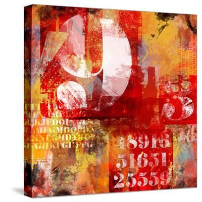'Number & Text Abstract Collage' Stretched Canvas Print | AllPosters.com