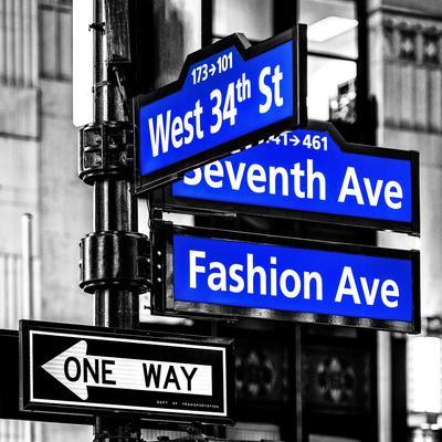 'NYC Street Signs in Manhattan by Night - 34th Street, Seventh Avenue ...