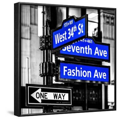 'NYC Street Signs in Manhattan by Night - 34th Street, Seventh Avenue ...