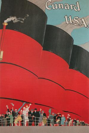 'Ocean Liner Funnels, Cunard' Print | AllPosters.com