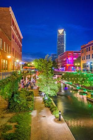 Oklahoma City, Oklahoma, USA cityscape in Bricktown at dusk Photo ...