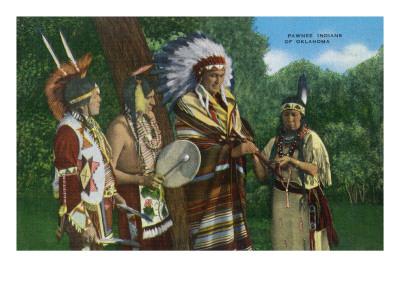 'Oklahoma - View of Pawnee Indians in Traditional Dress' Print ...