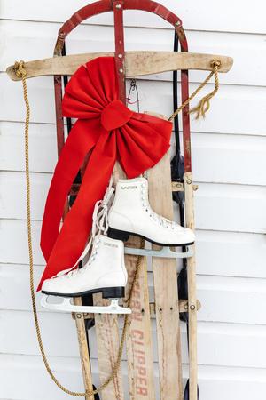 'Old fashioned sled with ice skates at Chico Hot Springs, Pray, Montana ...