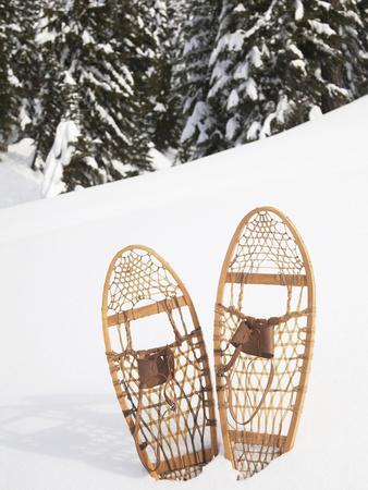 'Old-Fashioned Wood Snowshoes in Snow, Crystal Mountain, Washington ...