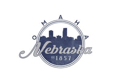 'Omaha, Nebraska - Skyline Seal (Blue)' Posters - Lantern Press ...