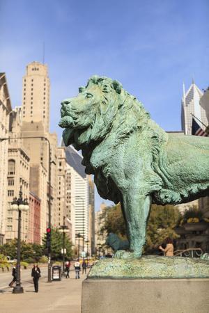 'One of Two Iconic Bronze Lion Statues Outside the Art Institute of ...