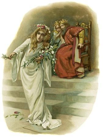 'Ophelia, mad with grief, mourns Polonius' death' Giclee Print - Harold ...