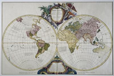 'Orbis Vetus, Double-Hemispherical World Map, 1752, Baudet, Paris ...