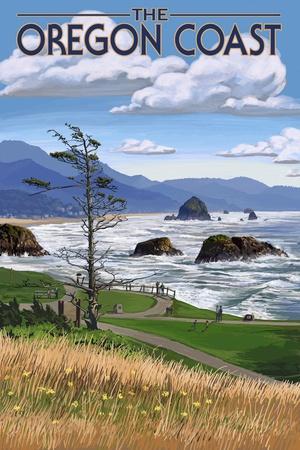 'Oregon Coast Rocky Shore' Print - Lantern Press | AllPosters.com