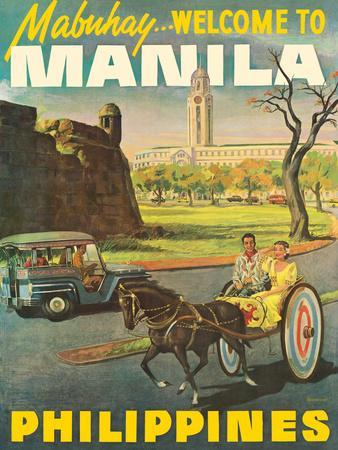 'Manila Philippines - Mabuhay (Welcome), Vintage Travel Poster, 1950s ...
