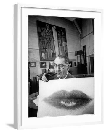 'Painter Photographer Man Ray Holding Up "Lips" Print, Winking at ...