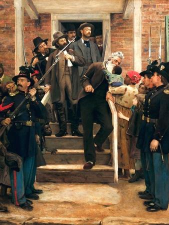 'Painting of abolitionist John Brown descending stairs from the county ...