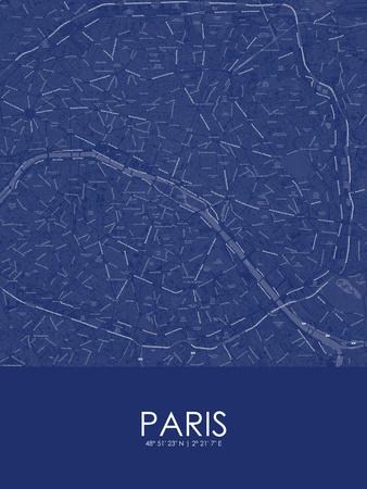 'Paris, France Blue Map' Posters | AllPosters.com