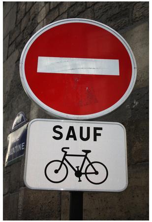 'Paris France Sauf Biking Sign Art Print Poster' Posters | AllPosters.com