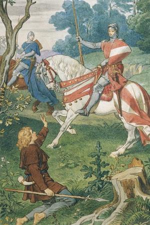 'Parzival Meets a Hunting Party in the Forest' Giclee Print ...