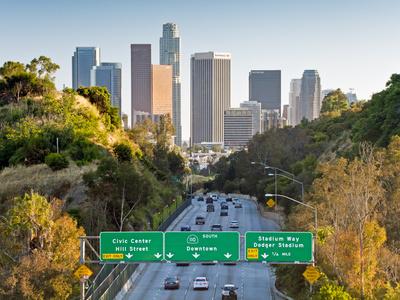 'Pasadena Freeway (Ca Highway 110) Leading to Downtown Los Angeles ...