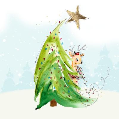 'Whimsical Tree and Reindeer' Poster - Patricia Pinto | AllPosters.com