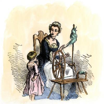 'Patriotic American Colonial Woman Spinning to Avoid Importing British ...