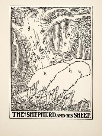 'The Shepherd and His Sheep, from A Hundred Fables of Aesop, Pub.1903 ...