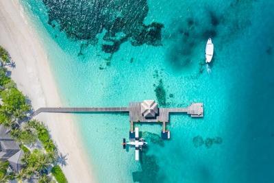 'Perfect aerial landscape, luxury tropical resort or hotel with water ...