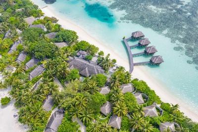 'Perfect aerial landscape, luxury tropical resort or hotel with water ...