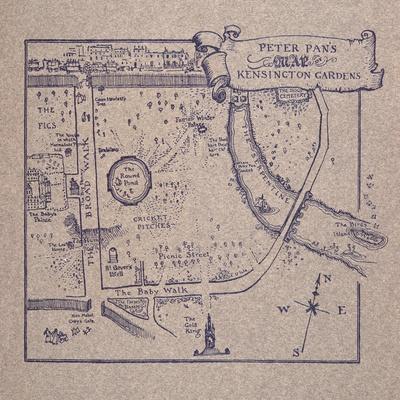 'Peter Pan's Map of Kensington Gardens, from Peter Pan in Kensington ...