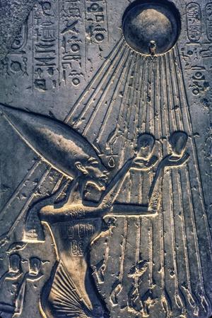 'Pharoah Akhenaten Worshiping the God Aten in the Cairos Egyptian ...