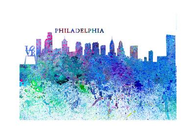 'Philadelphia Pennsylvania Skyline Silhouette Impressionistic Splash ...
