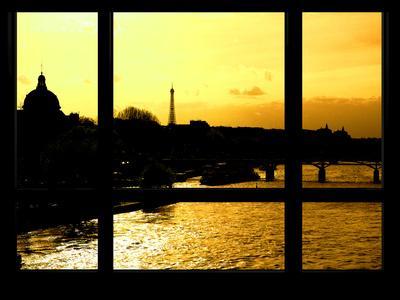 'Window View - Color Sunset in Paris with the Eiffel Tower and the ...